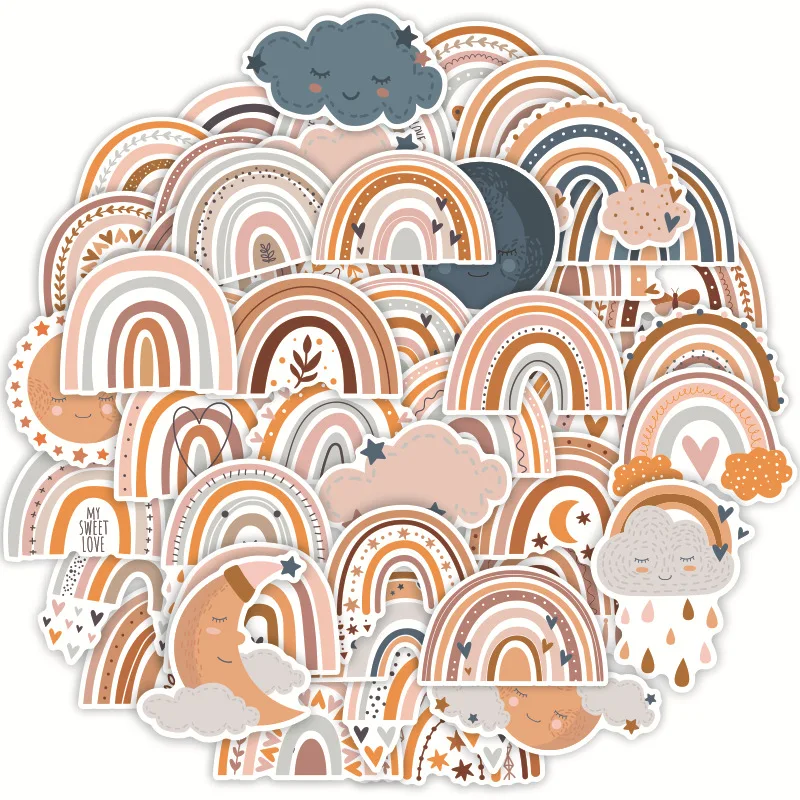 10-30-50pcs-Cute-Cartoon-Boho-Rainbow-Stickers-Aesthetic-Graffiti ...