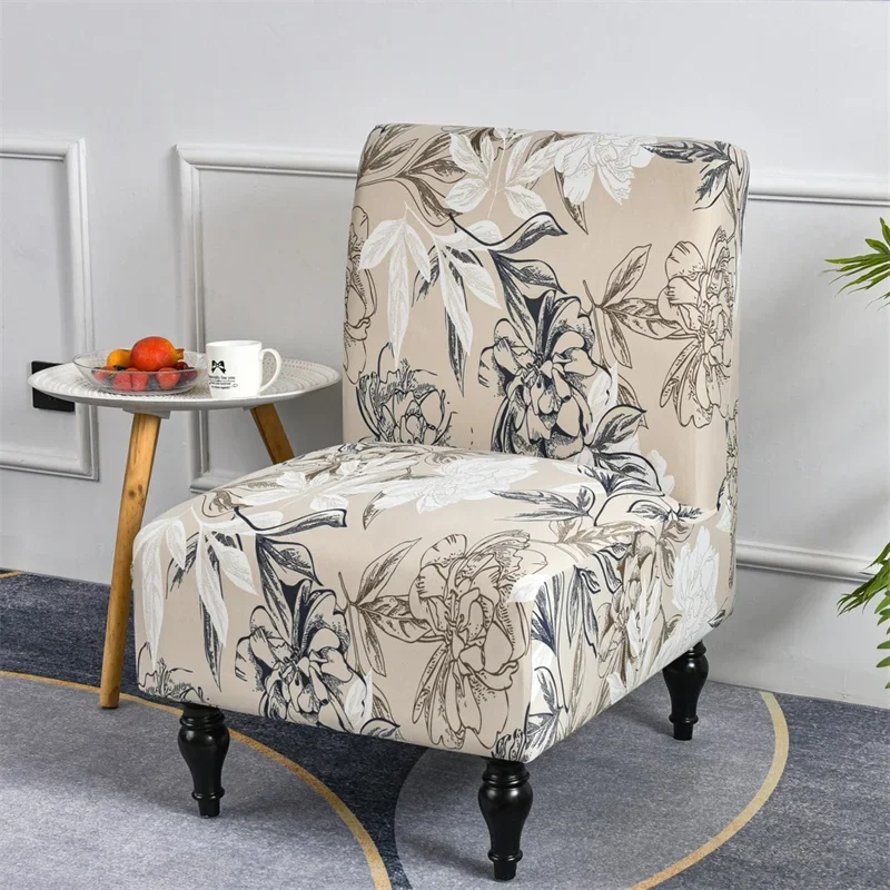 Floral-Pattern-Armless-Chair-Cover-Nordic-Single-Sofa-Slipcover-Stretch ...