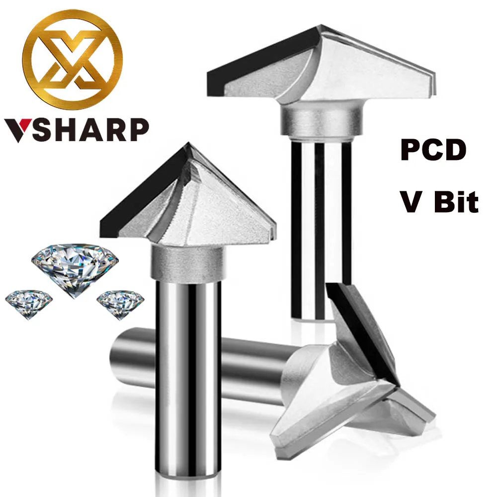 Vsharp-1pc-1-2-Shank-Diamond-CVD-Coating-V-Type-Router-Bit-For-Wood-End ...