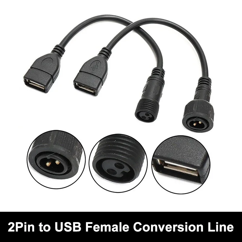 USB-Female-to-2Pin-Solar-Light-Panel-Connector-Wire-Outdoor-2-Core-Male ...