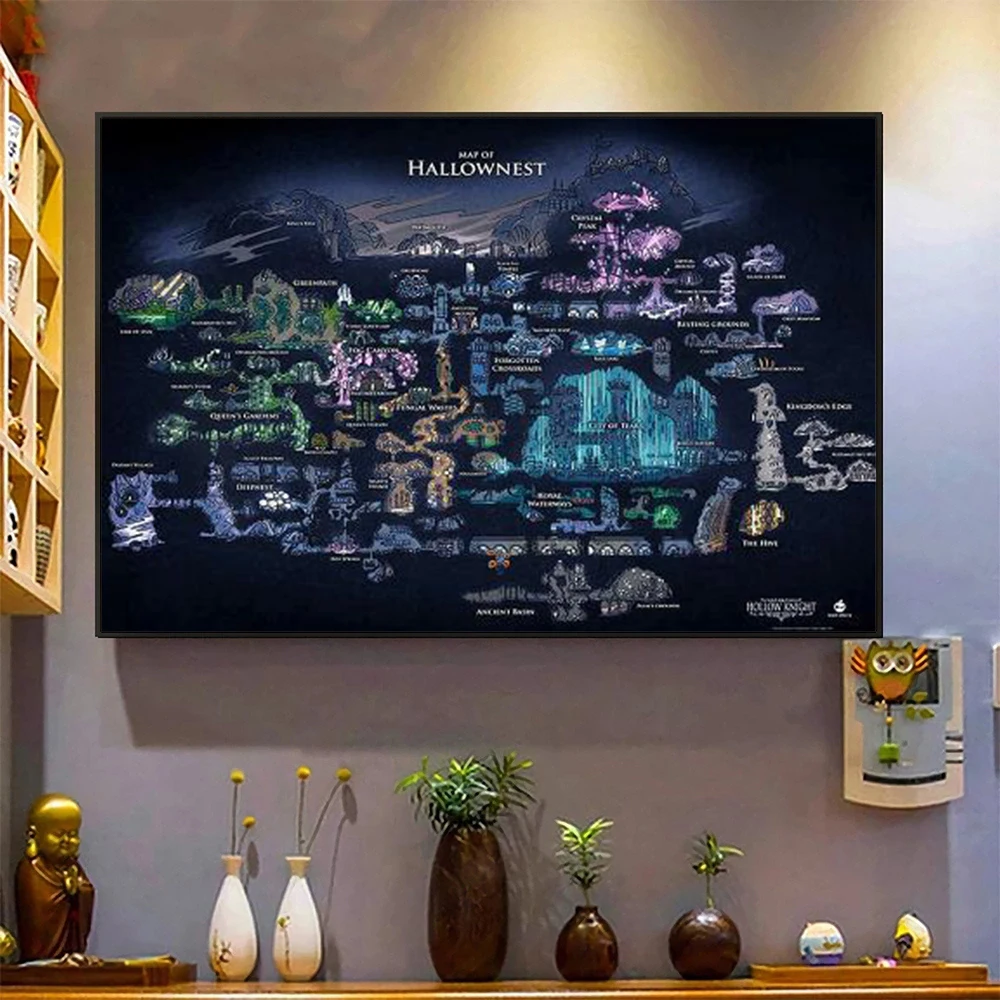 The Game Poster Decoration Painting Hollow Knight Map HD Canvas ...