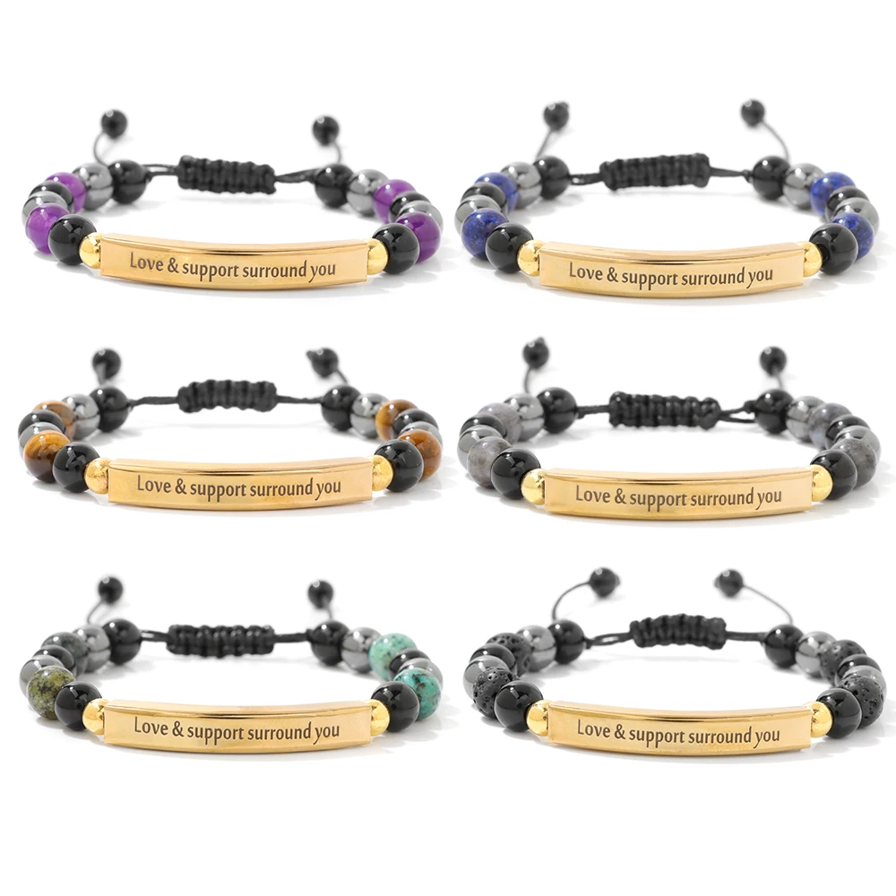 Personalized Inspirational Bracelet Love&support surround you Natural ...
