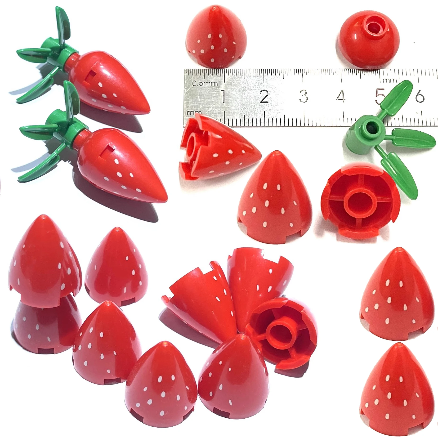 MOC Strawberry Building Blocks Fruit Food Accessories Bricks Toys Gift ...