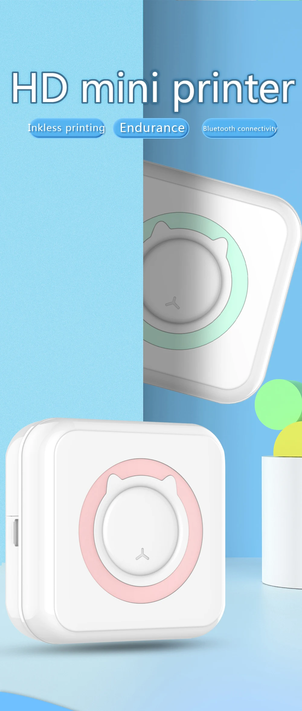 Imprimante,Mini imprimante de poche photo portable,sans encre,thermique ...