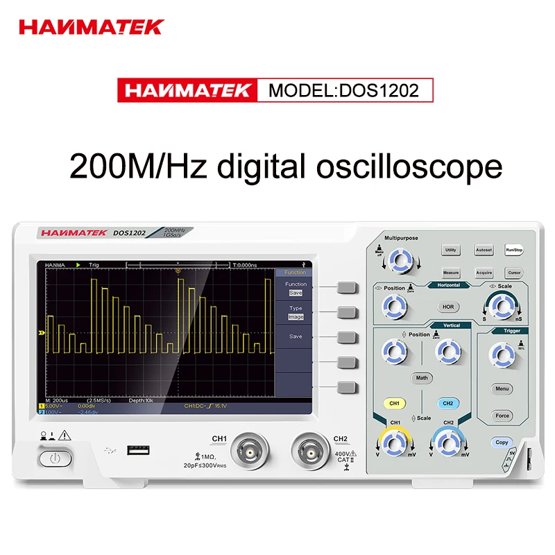 Hanmatek-Digital-Oscilloscope-2-Channels-200MhZ-Bandwidth-Display ...
