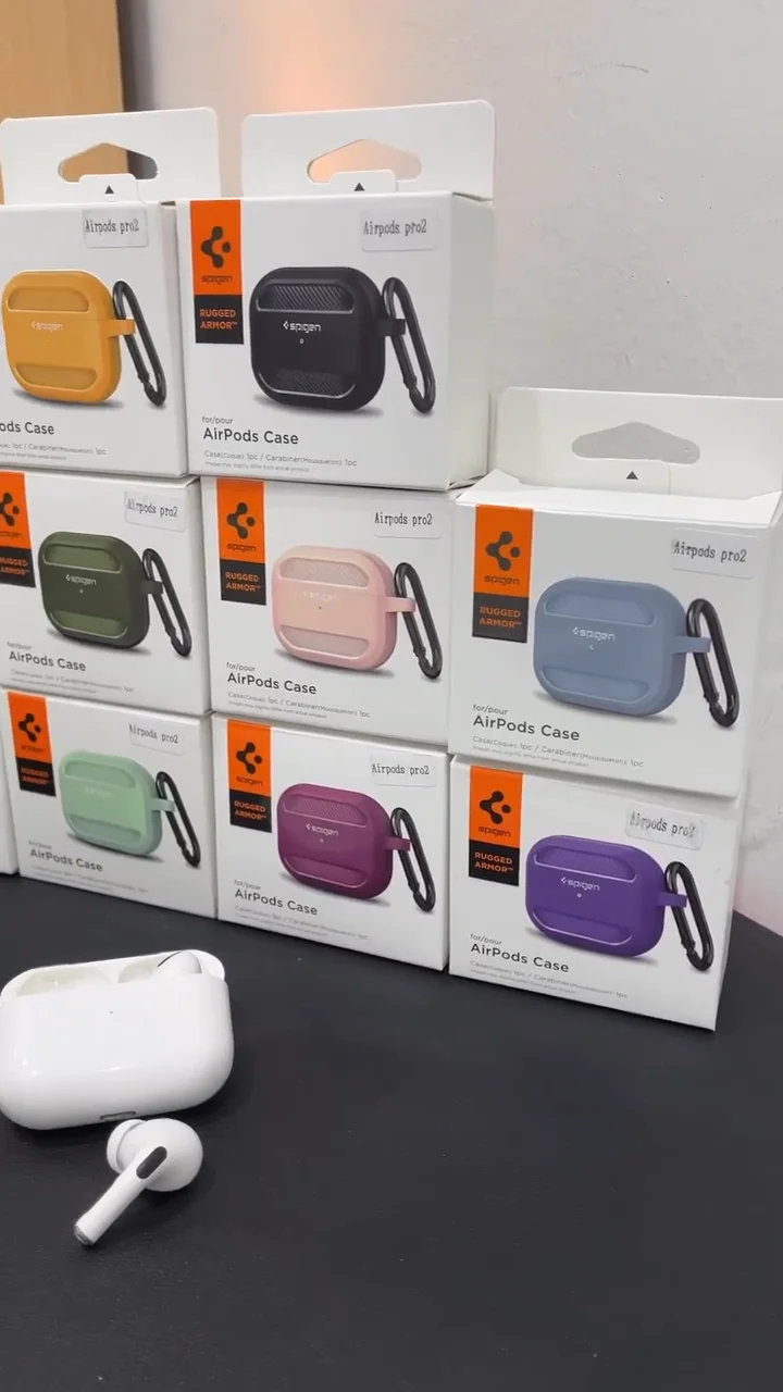 Spigen Rugged Armor Protective Case For AirPods Pro 2nd Gen - With Metal Hook | Daraz.com.bd