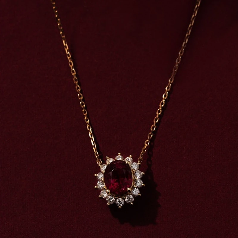 Trumium 925 Sterling Silver Ruby 18k Gold Plated Chain Necklace Garnet ...