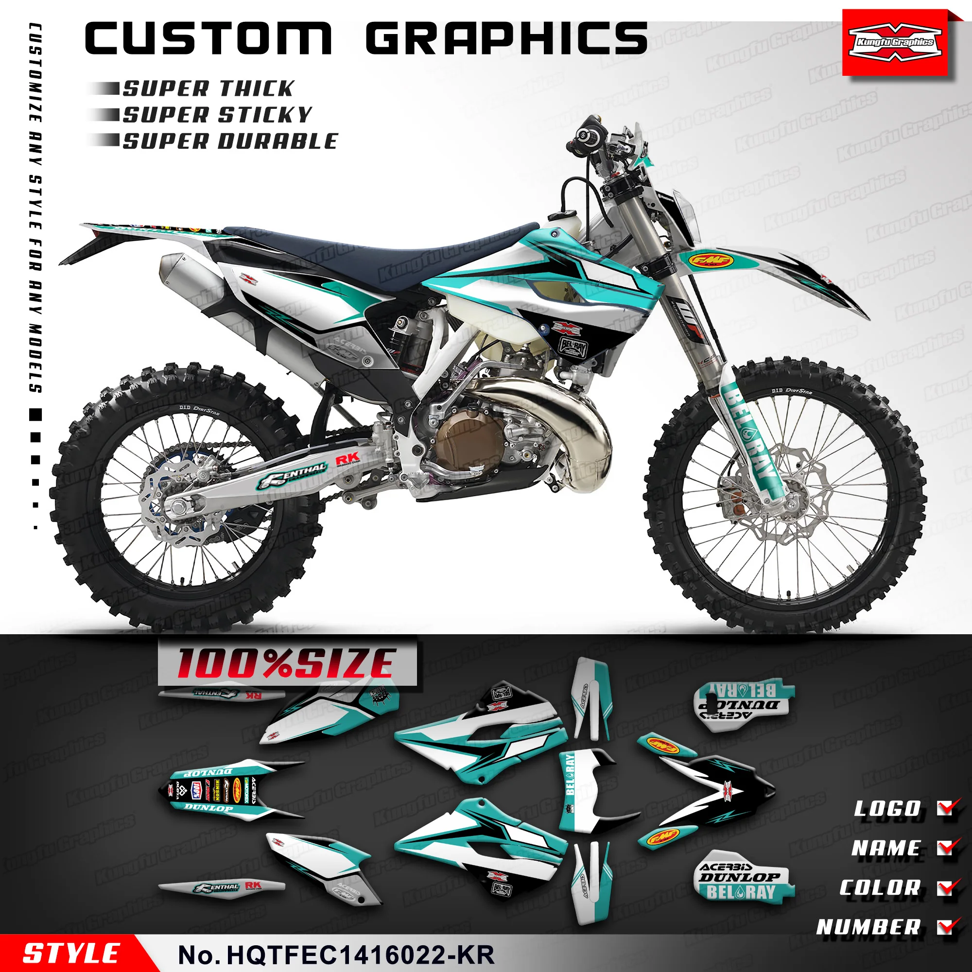 KUNGFU-GRAPHICS-Complete-Sticker-Decal-for-Husqvarna-TE125-TE250-FE350 ...