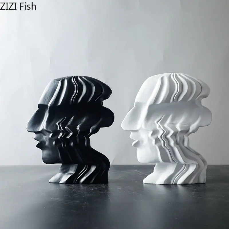 Cascade-Human-Face-Statue-Creative-Abstract-Crafts-Black-white-Human ...