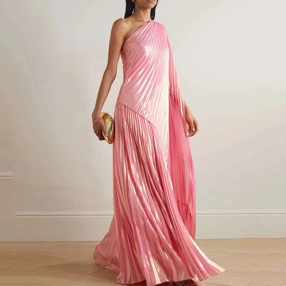 Exquisite-One-Shoulder-Prom-Gown-Solid-Color-Middle-Eastern-Dress ...