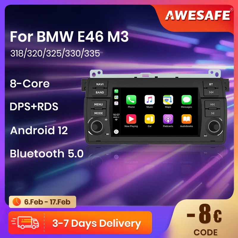 AWESAFE-PX9-Plus-Car-Radio-For-BMW-3-Series-E46-wireless-CarPlay ...