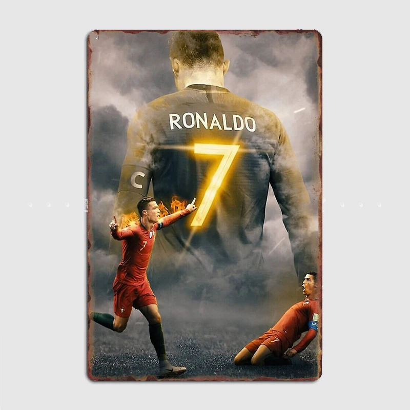 Art CR7 Wallpaper Football Poster Metal Sign Poster Garage Living Room ...