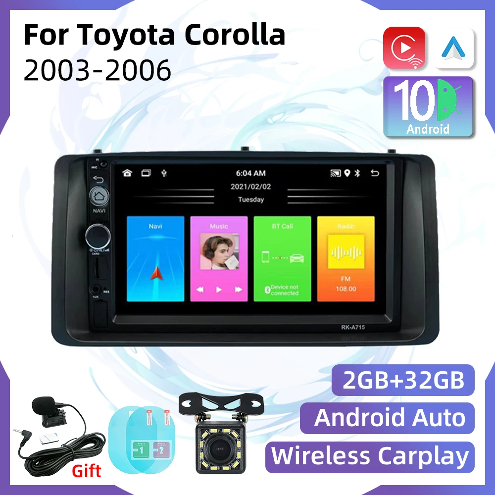 7 Inch Screen Autoradio For Toyota Corolla 2003-2006 2 Din Android Car ...