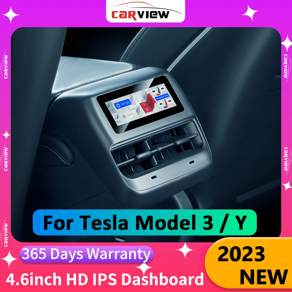 CARVIEW 테슬라 모델 3 Y 후면 제어 디스플레이 다기능 시스템, 4.6 인치 IPS HD 터치 스크린 C 타입| | - AliExpress