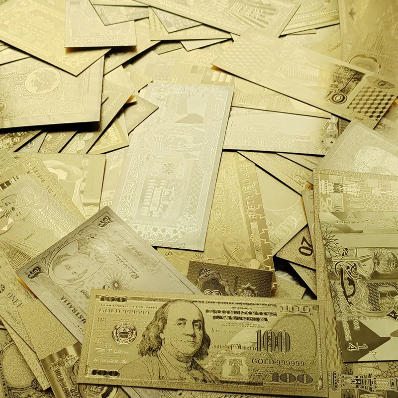 6Pcs-set-24K-Gold-Plated-Banknotes-Dollar-Pound-Gold-Foil-Banknote-Set ...