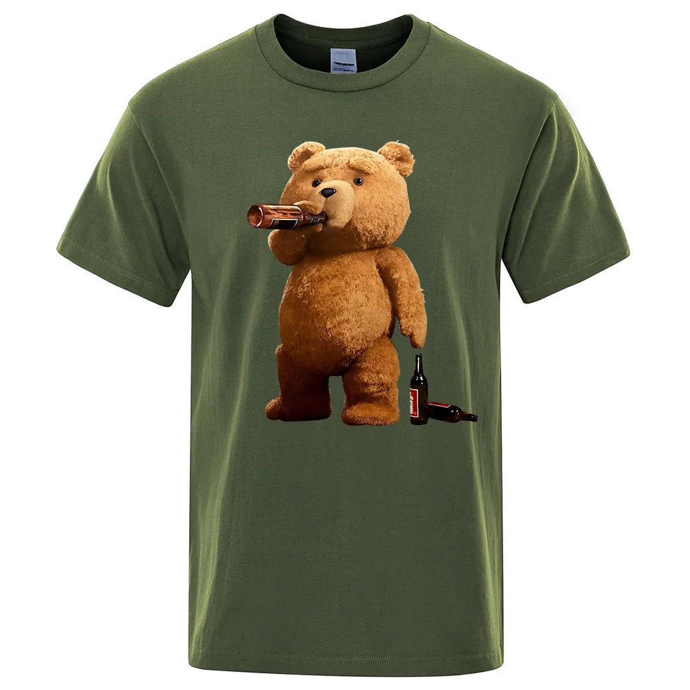 Lovely Ted Bear Drink Beer Poster Funny Printed T-Shirt Men Fashion ...
