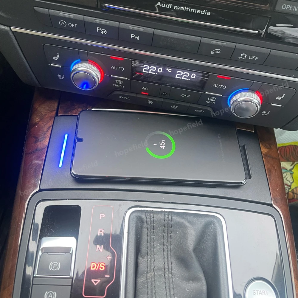 15W Qi ที่ชาร์จแบบไร้สายชาร์จโทรศัพท์สำหรับ Audi A6 C7 A7 RS6 2012 2018 ...