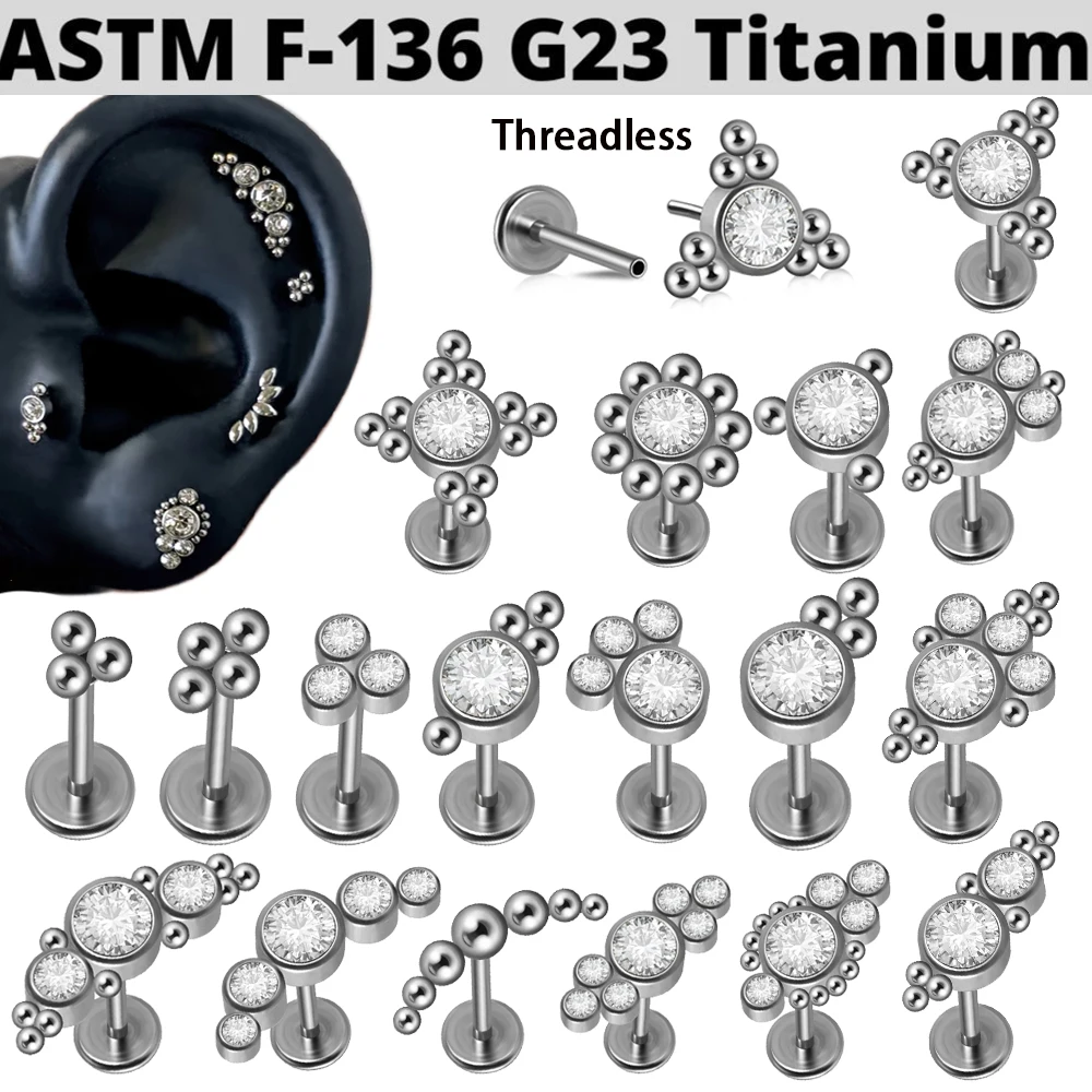 1PC-G23-Titanium-20G-Cz-Labret-Lip-Ring-Threadless-Crystal-Cluster-Ear ...