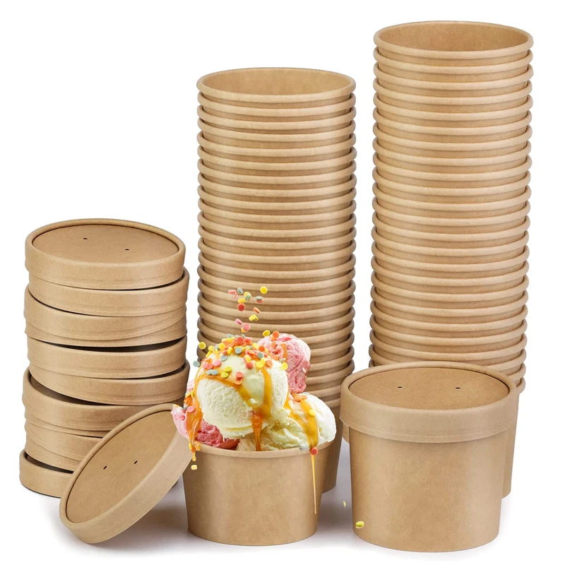 20Pcs-Soup-Cups-Paper-Kraft-Containers-Bowls-Disposable-Porridgelids ...