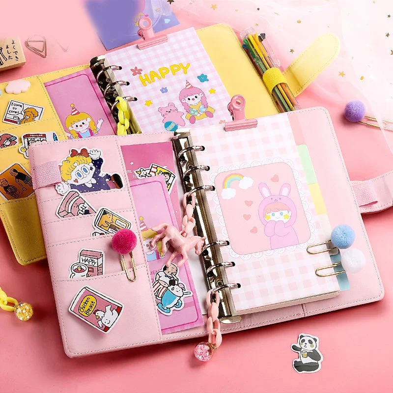 Color Paper Kawaii Notebook Journal Note Book Cute A6 Ring Planner ...