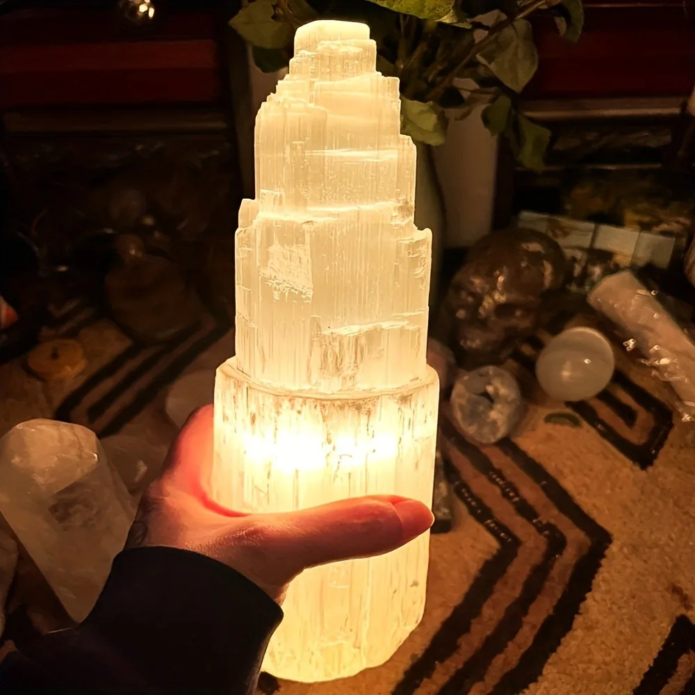 Natural Selenite Tower Crystal Energy Skyscraper Handmade Healing ...
