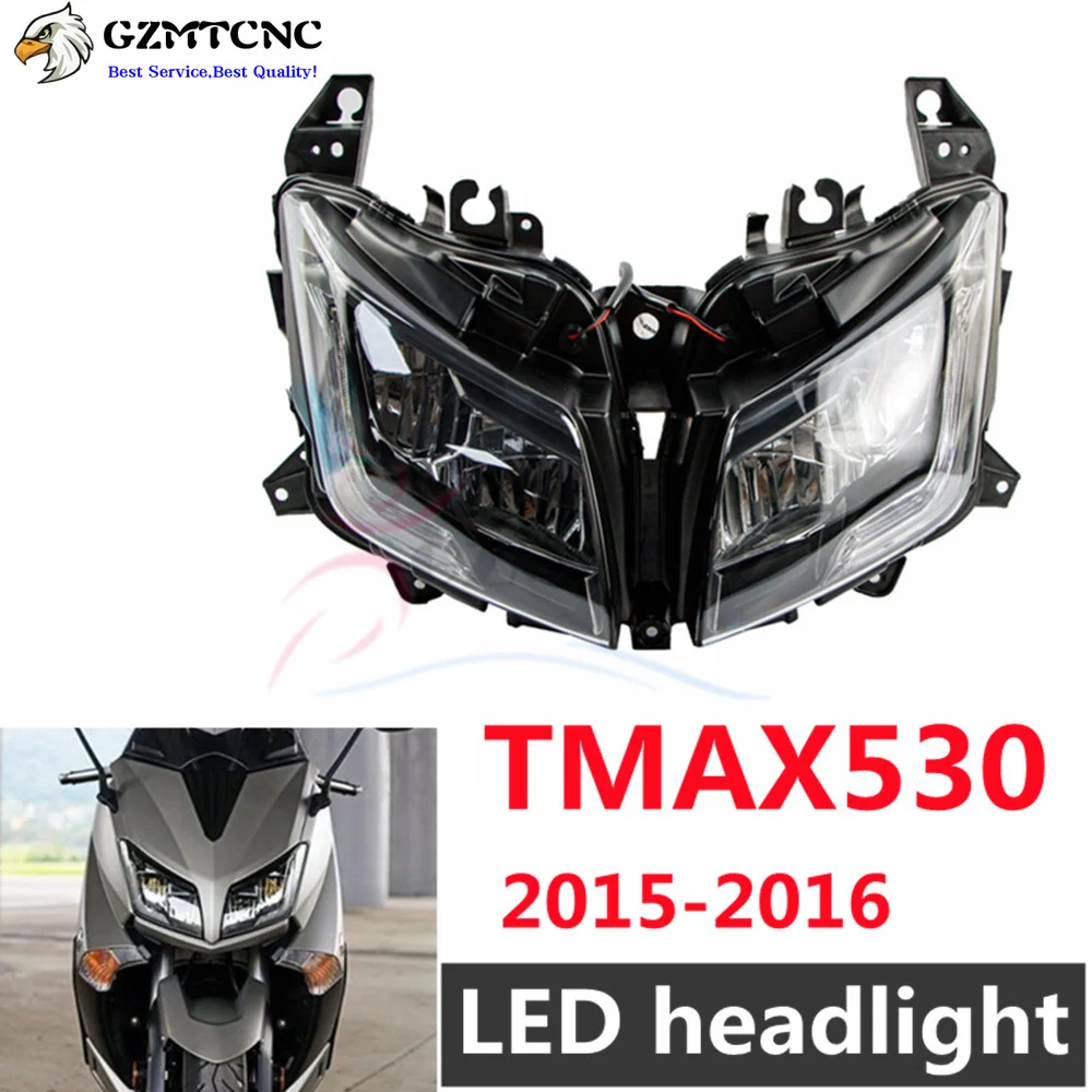 ไฟ LED ด้านหน้าไฟหน้าไฟหน้าชุดประกอบโคมไฟสำหรับ YAMAHA T MAX530 TMAX ...
