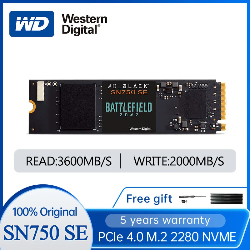 웨스턴 디지털 내장 솔리드 스테이트 드라이브, WD 블랙 SN750 SE, 500GB NVMe SSD, M.2 2280, PCle4.0 Gen4, 500GB, 최대 3600 ...