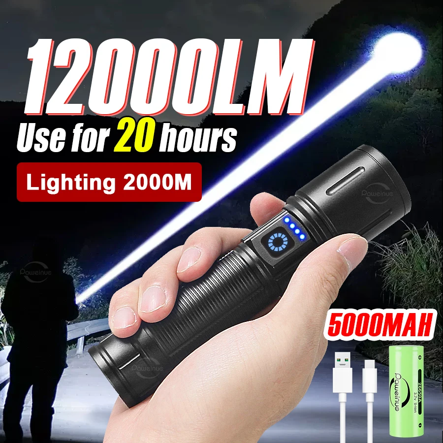 Rechargeable-Flashlight-Zoom-Ultra-Powerful-Torch-Long-Range-2000M-High ...