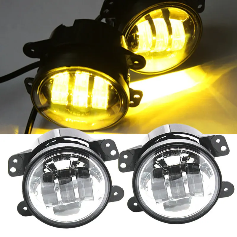 Luces-LED-antiniebla-amarillas-de-4-para-Jeep-Wrangler-JK-Unlimited-JK ...