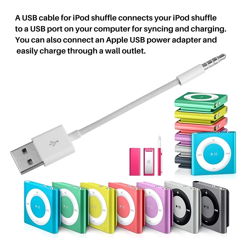 El mejor adecuado para Ipod SHUFFLE Cable de datos USB Mp3 carga 3, 4 ...