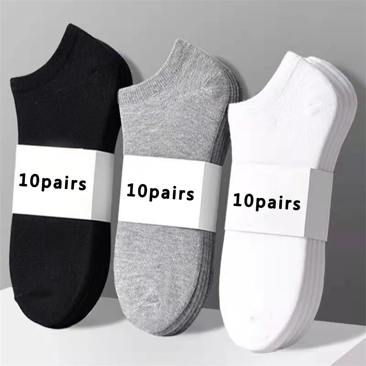 5-10-Pairs-Men-Casual-Short-Socks-Cotton-Solid-Color-Breathable ...