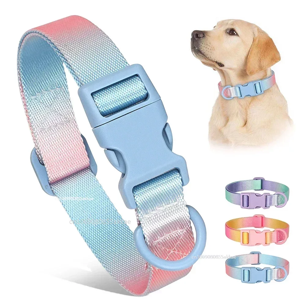 Nylon-Dog-Collar-Adjustable-Cat-Small-Dog-Collars-Gradient-Pet-Necklace ...