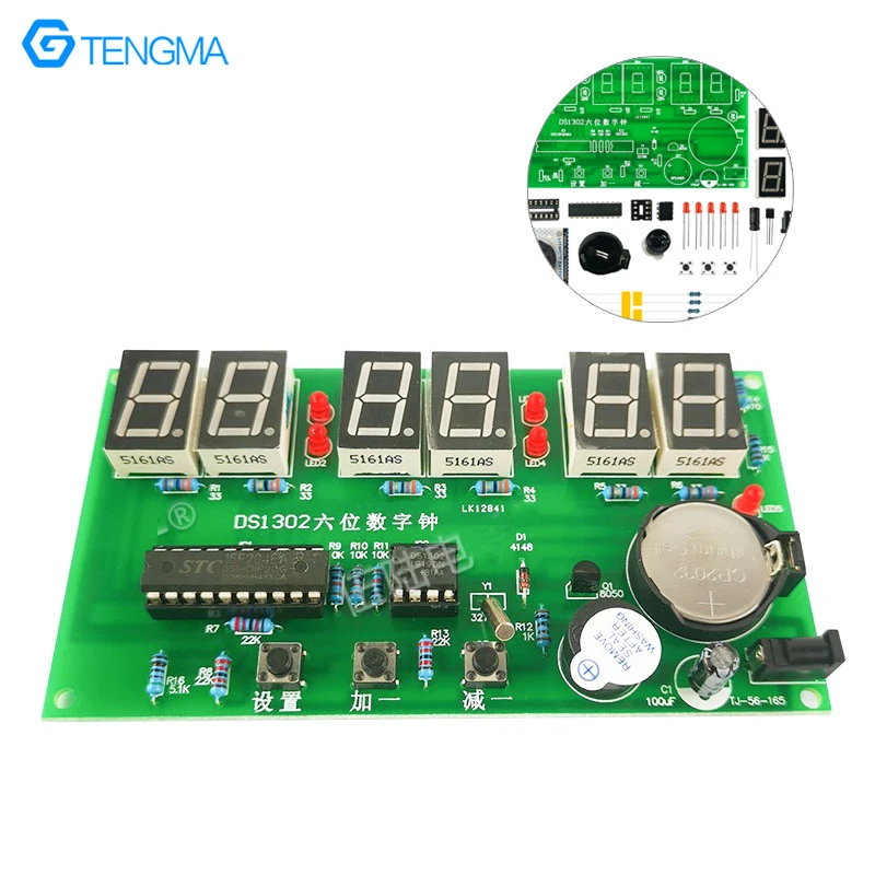 6-Digit Digital Clock Kit Electronic Clock 6-Digit LED Clock DS1302 ...