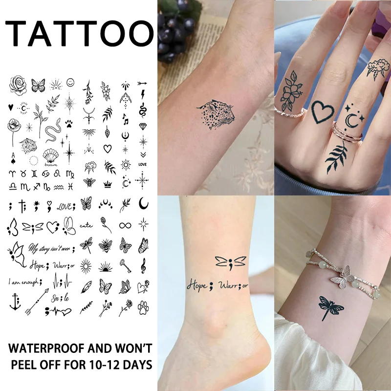 4Pcs Small Pattern Waterproof Temporary Tattoo Stickers, Long-lasting ...