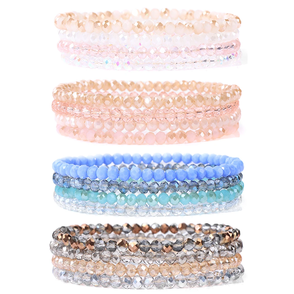 4Pcs/Set Crystal Bracelets For Women Girls Natural Stone Beads ...