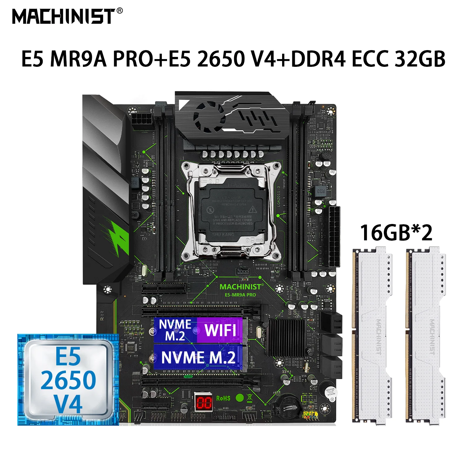 MACHINIST E5 MR9A PRO Motherboard Set LGA 2011 3 XEON E5 2650 V4 Kit ...