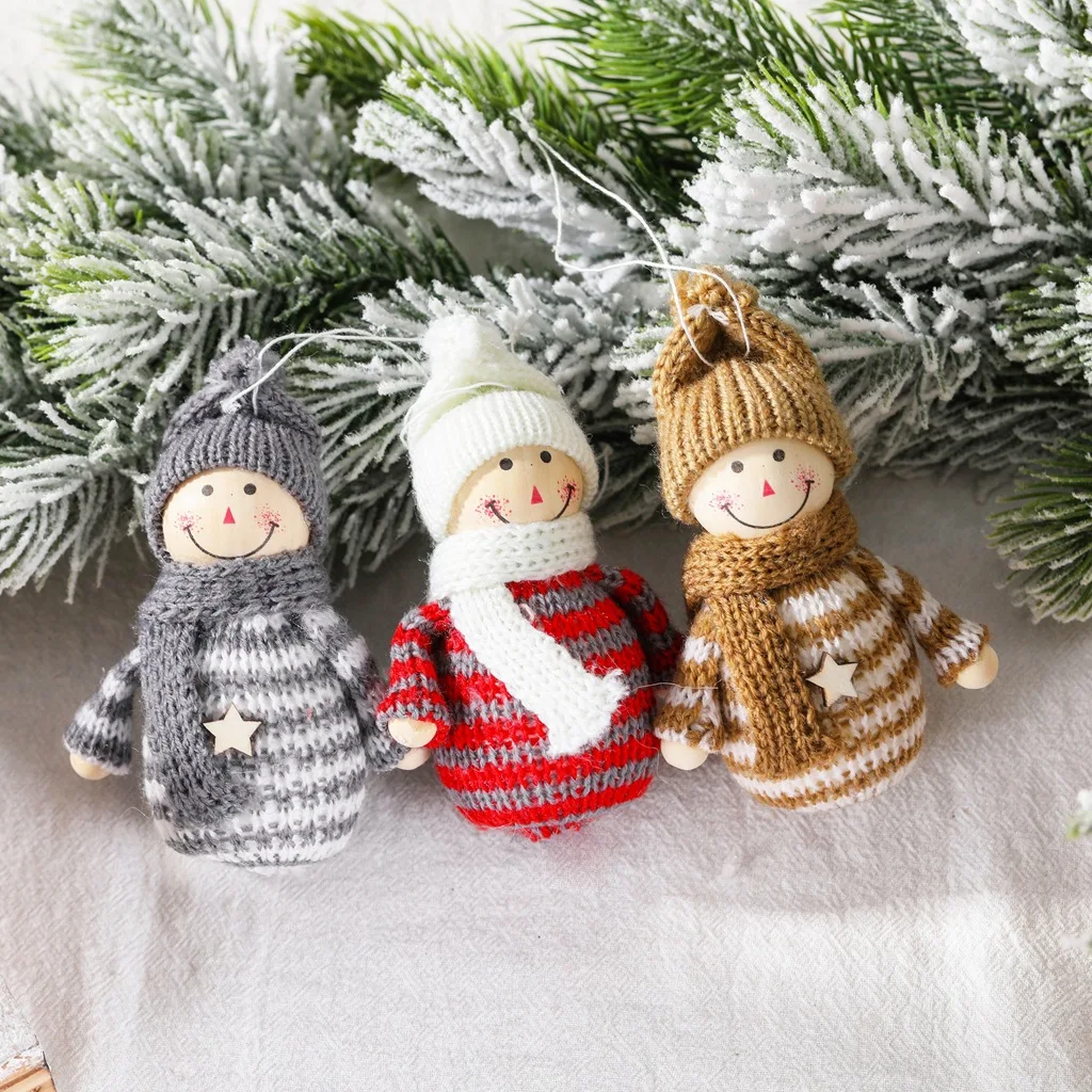 Christmas-Decorations-Creative-Wooden-Woollen-Snowman-Doll-Christmas ...
