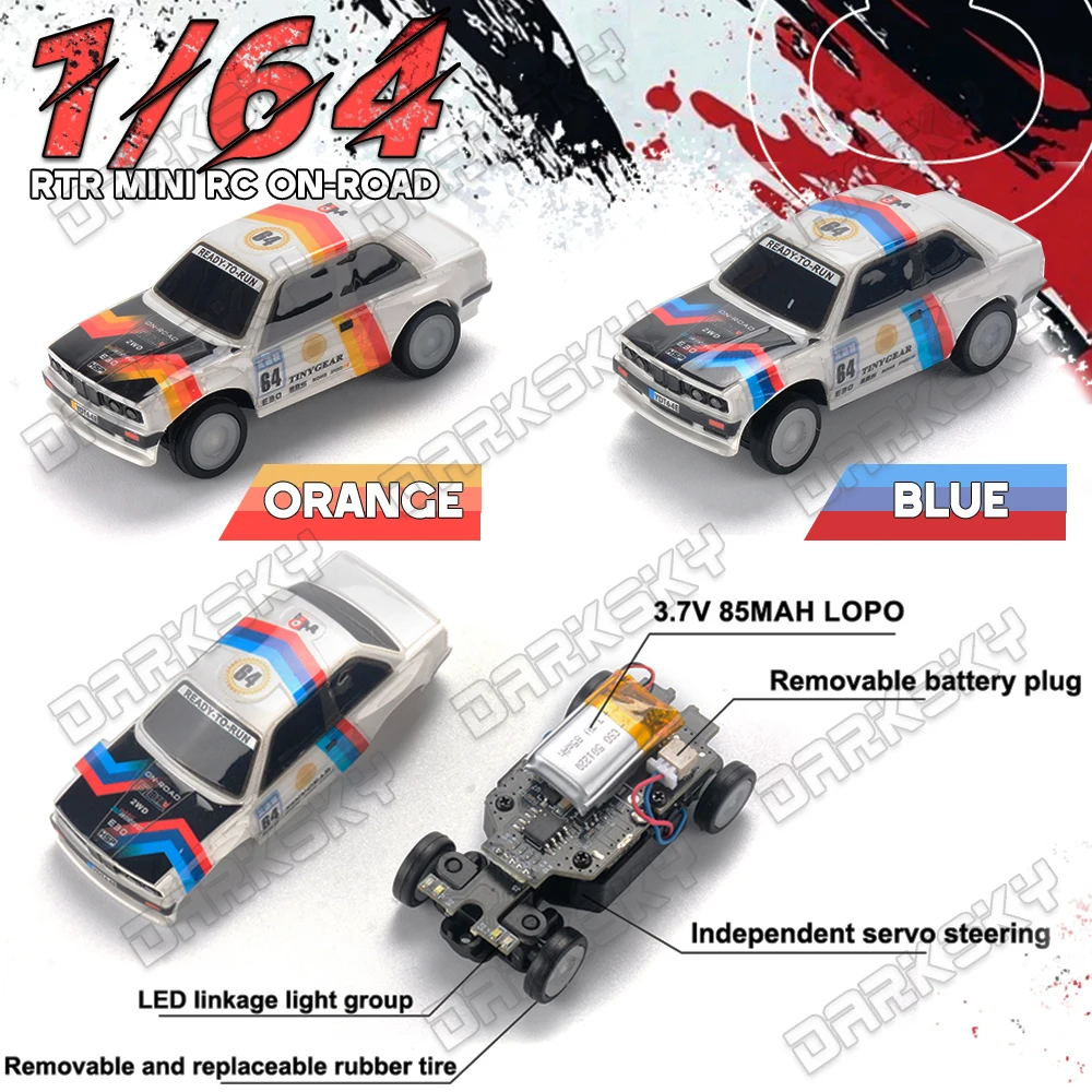 1/64 RTR Mini RC TinyGear RC Remote Control Car Desktop Simulation Rear ...