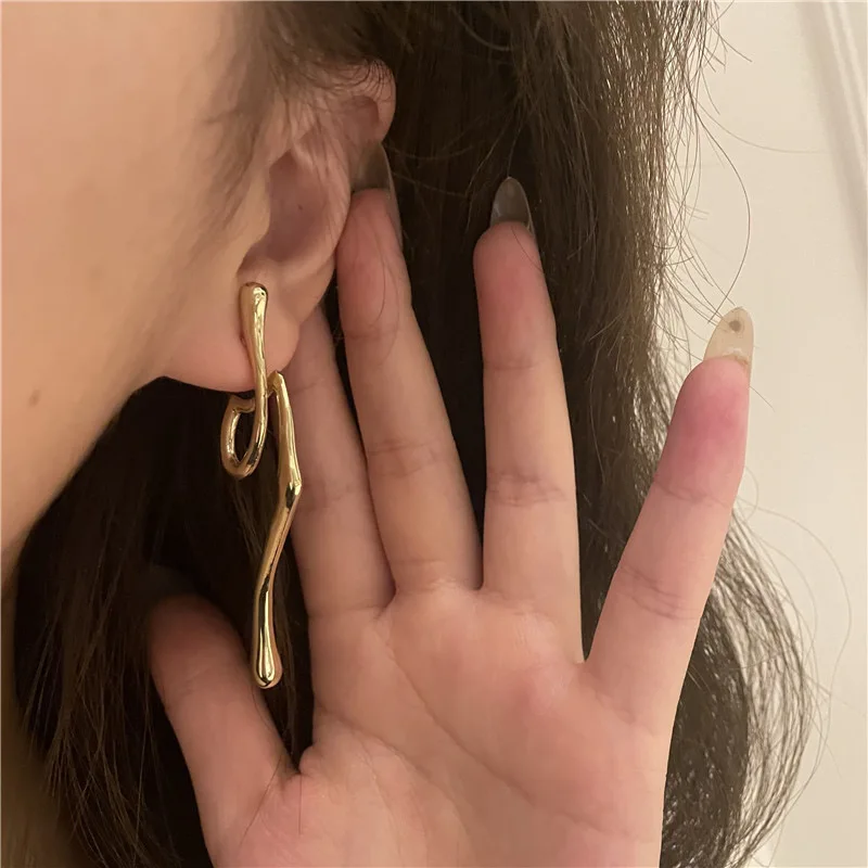 European-And-American-Metal-Cold-Wind-Geometric-Irregular-Earpiece ...