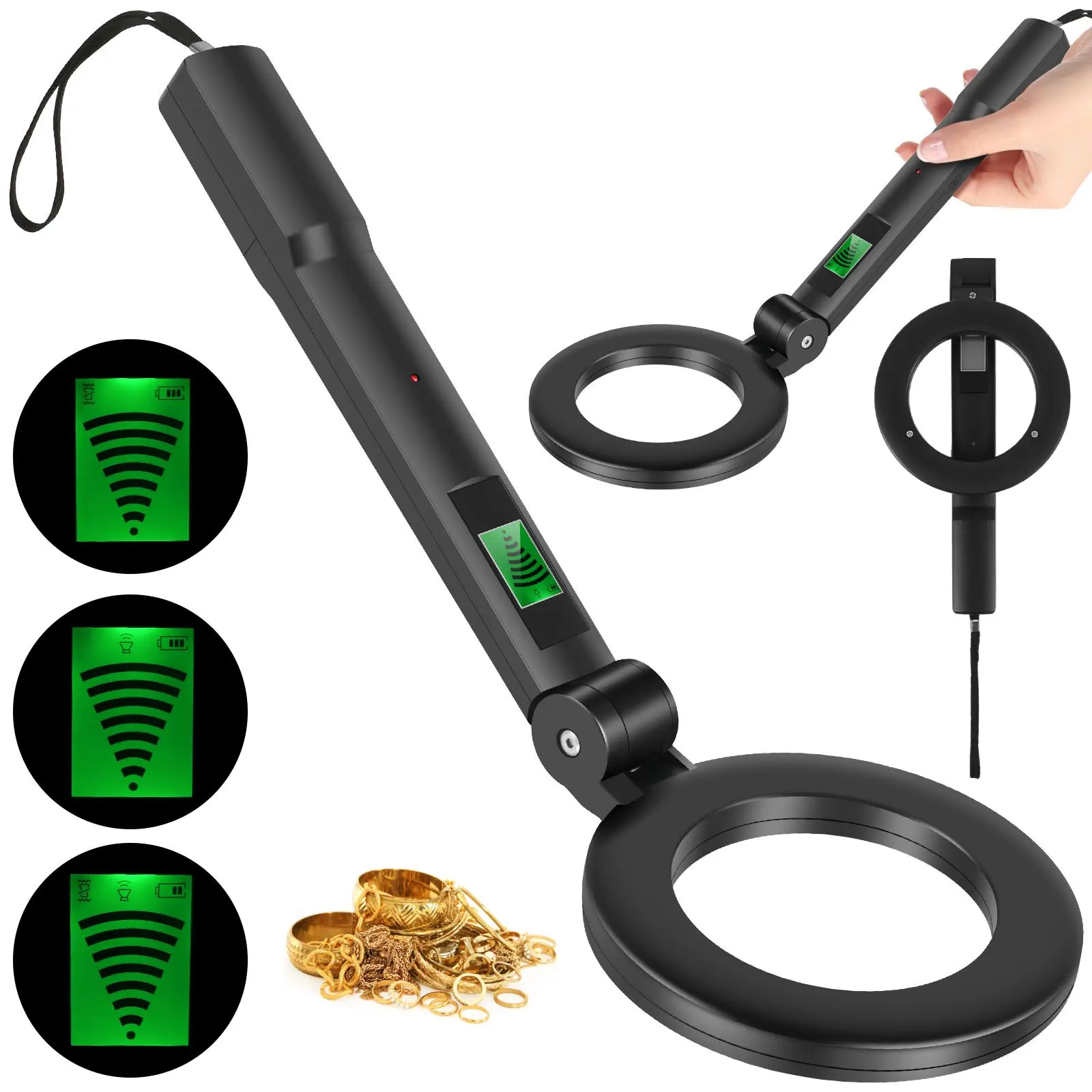 Hand held metal detector With LCD light Portable High Sensitivity Metal ...