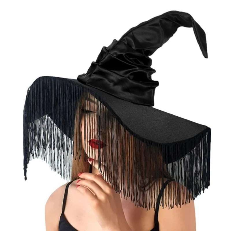 Halloween-Pleated-Witchcap-Vintage-Black-Witch-Hat-with-Large-Brims ...