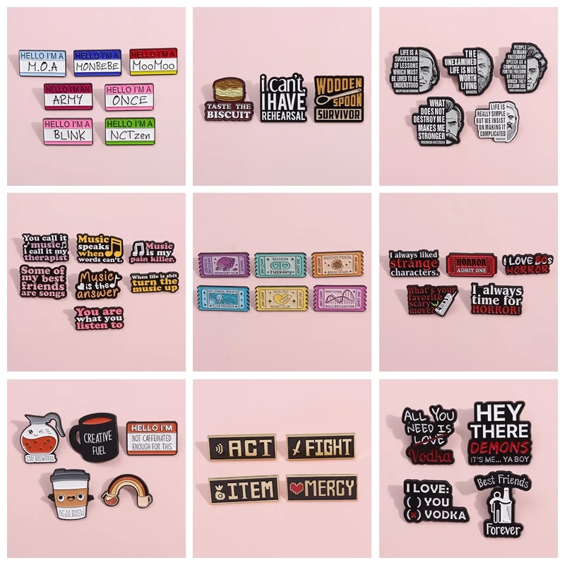 Stamp-Ticket-Collection-Set-Enamel-Pins-Philosopher-Quotes-Encourage ...