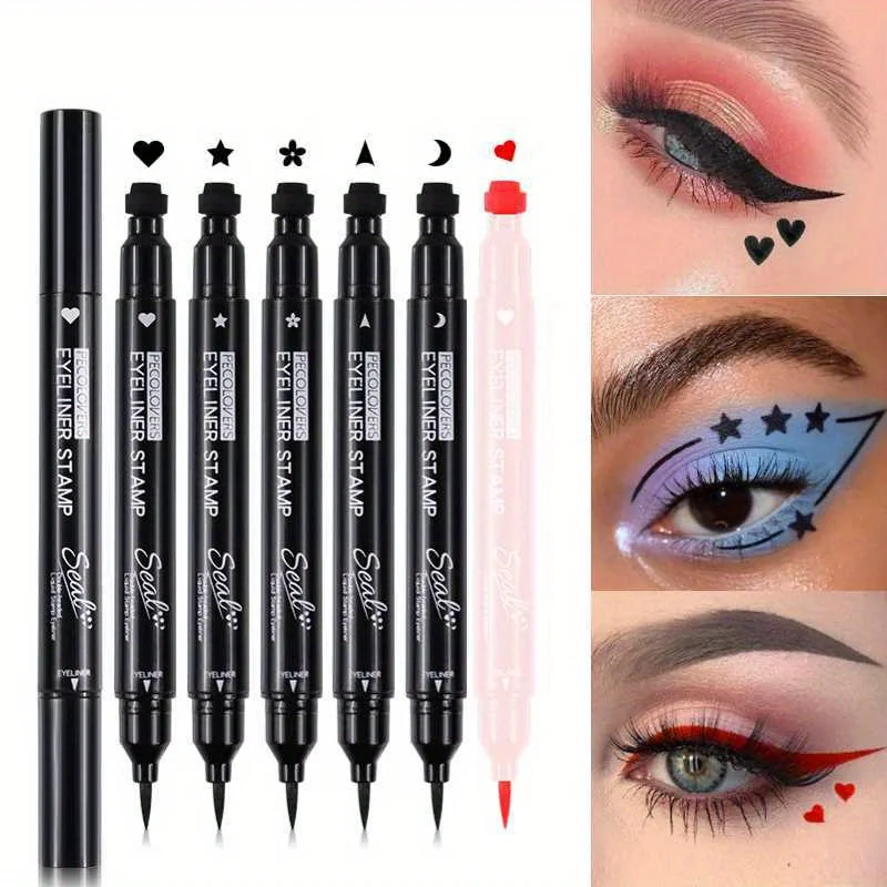 7-Styles-Eyeliner-Stamp-Pen-Red-Black-Liquid-Eyeliner-Pen-Double-ended ...