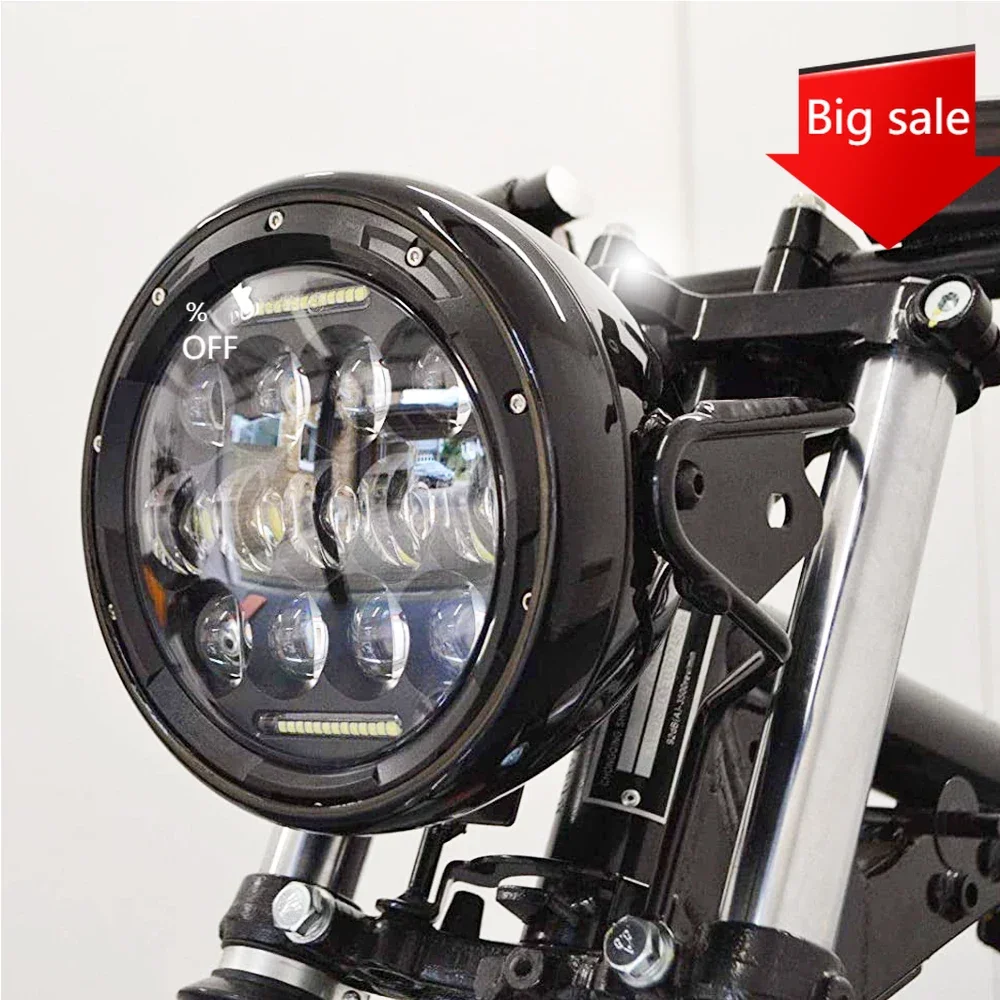 Universal 7 Inch Motorcycle LED Headlamp Moto Scooter 7" Round ...
