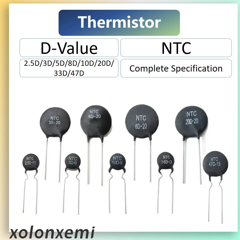 Termistor NTC Resistencia 2.5D 3D 5D 8D 10D 20D 33D 47D Coeficiente de ...