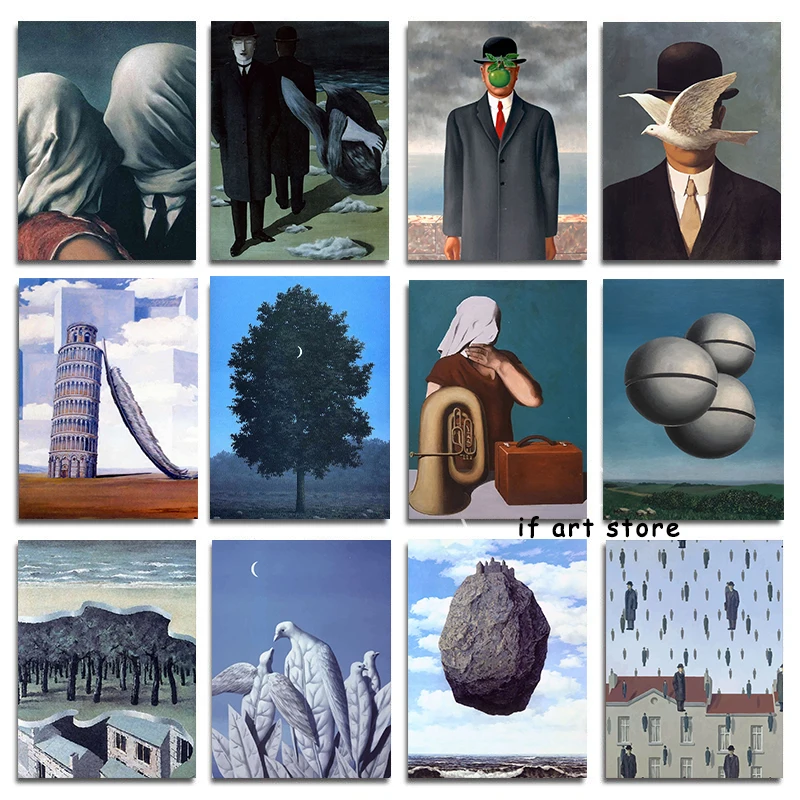 Surrealism-Painter-Rene-Magritte-Classic-Artwork-Canvas-Painting-Posters-and-Prints-Wall-Art ...