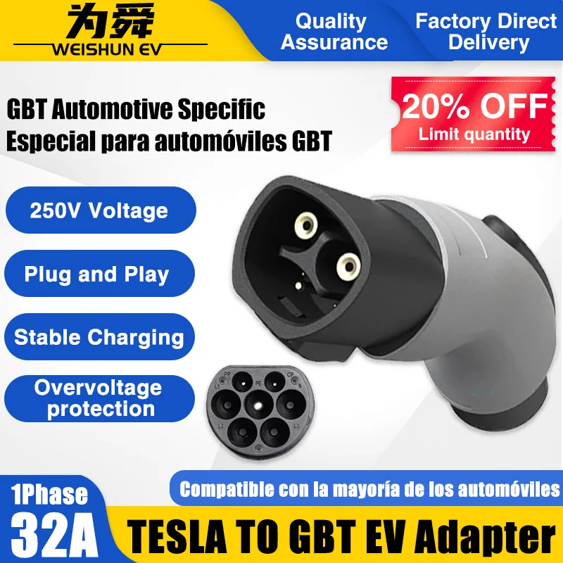 EV-Connector-Adaptor-32A-for-Tesla-To-GBT-EVSE-Adapter-Electric-Cars ...