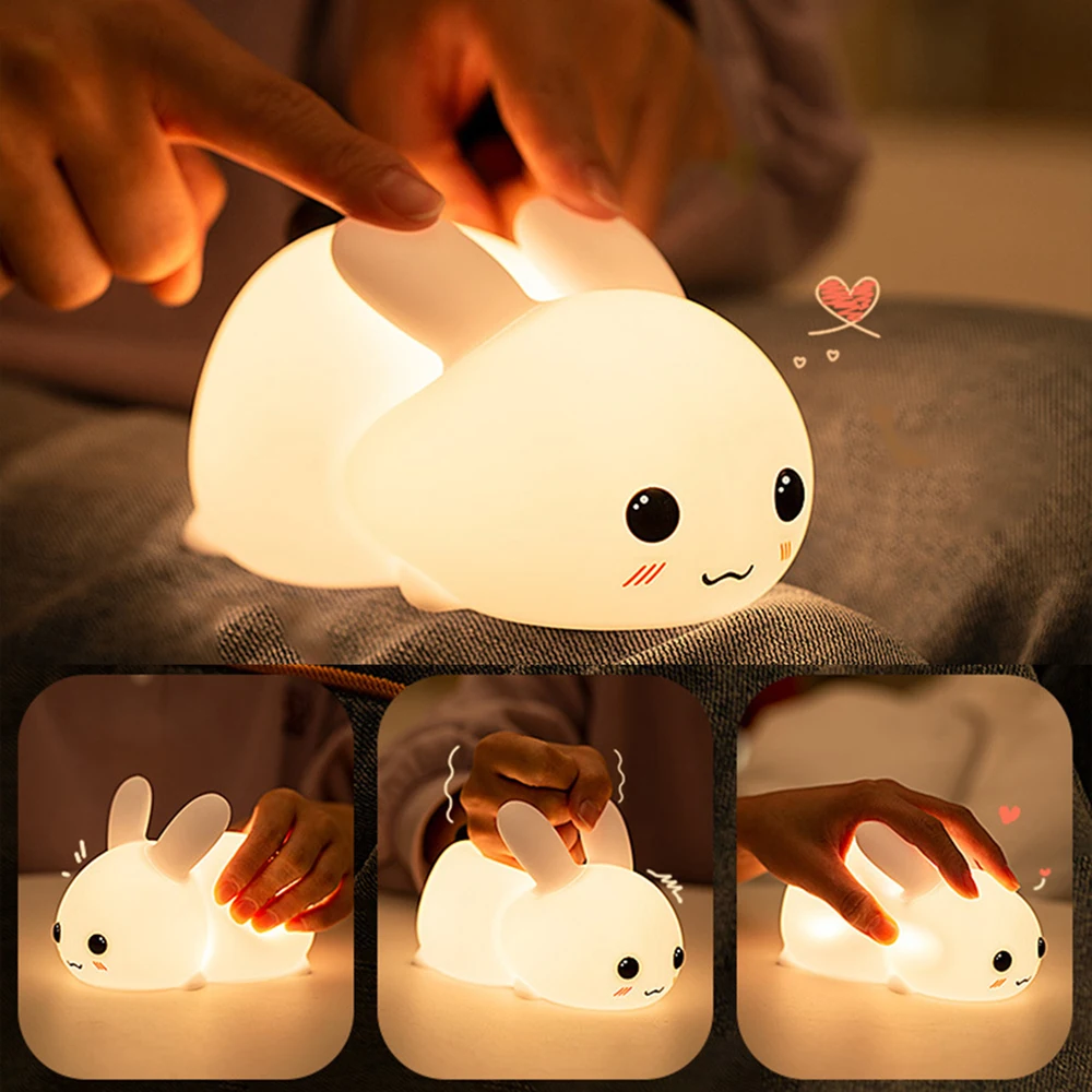 LED-NightLights-Silicone-Rabbit-Night-Light-with-Remote-Control ...