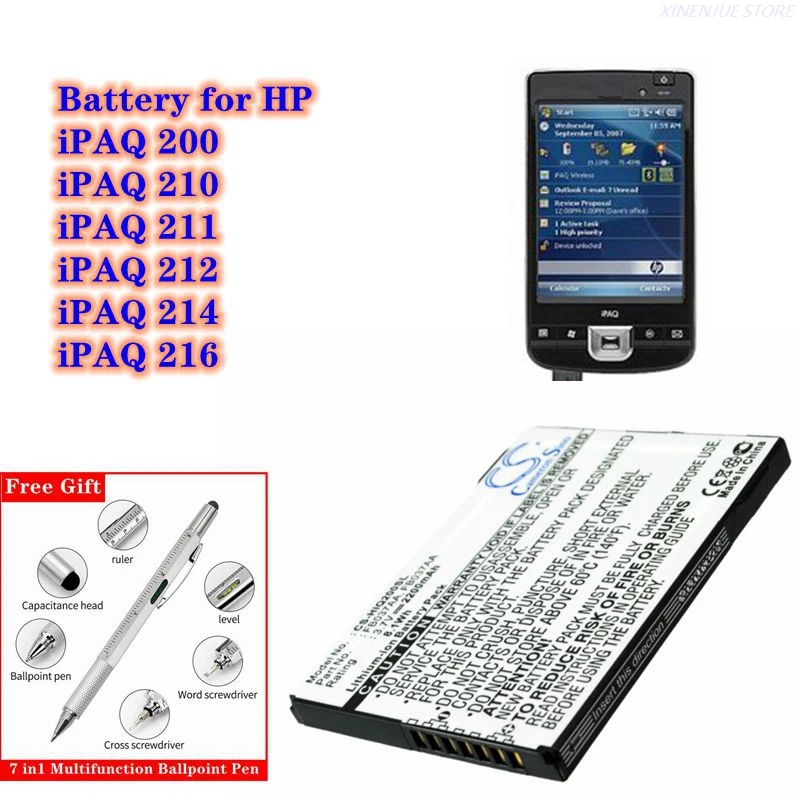 HP iPAQ 200, 210, 211,212, 214, 216, PDA, 포켓 PC 배터리, 2200mAh, 410814 ...