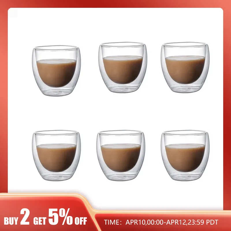 5-Sizes-6-Pack-Clear-Double-Wall-Glass-Coffee-Mugs-Insulated-Layer-Cups ...